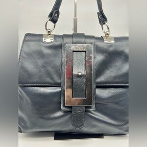 Dofan | Bags | Dofan Vintage Navy Blue Leather 6s Top Handle Satchel ...